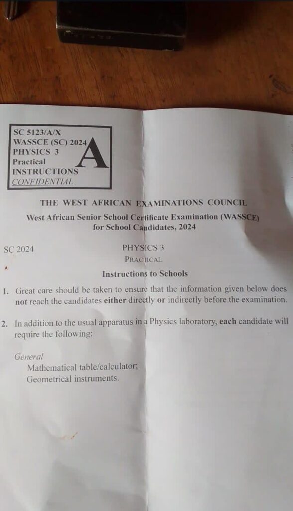 WAEC SPECIMENS 2026/2027 PRACTICALS QUESTIONS